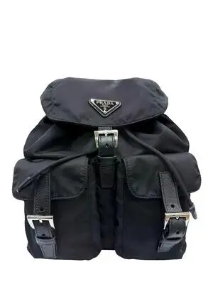 Prada Prada Saffiano Trimmed Re Nylon Backpack Black