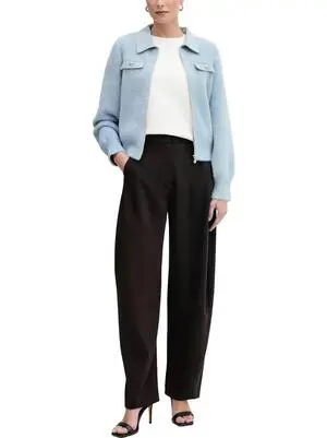 MORGAN Zip-up Cardigan With Buttoned Pockets - Blue