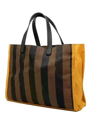 Fendi Pequin Canvas Tote Bag - Brown