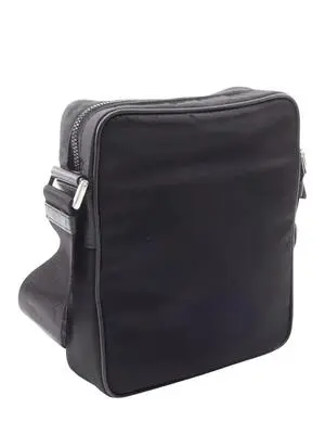 Prada Saffiano Trimmed Tessuto Crossbody Bag - Black