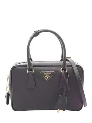 Prada Saffiano Lux Bauletto Handbag - Black