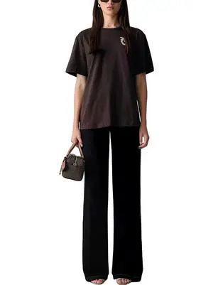 Pinko Love Birds Crystal-embellished T-shirt - Brown