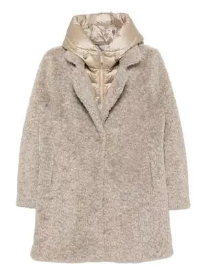 BOMBOOGIE Hooded Faux-shearling Coat - Grey