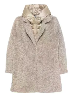 BOMBOOGIE Hooded Faux-shearling Coat - Grey