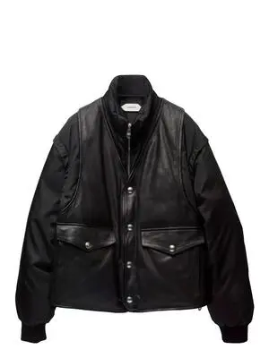Versace Leather And Nylon Padded Blouson - Black