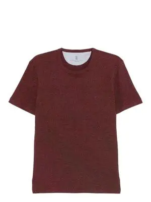 Brunello Cucinelli Marl-effect Crew-neck T-shirt Red