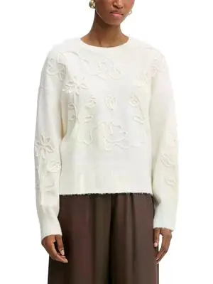 MORGAN Floral Detail Long Sleeve Sweater - Neutrals