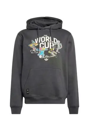 Adidas Graphic-print Drawstring Hoodie - Grey