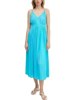 MORGAN V-neck Beaded Strap Midi Dress - Blue