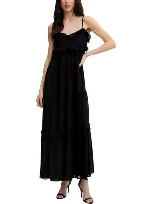 Michael Kors Tiered Ruffled Georgette Maxi Dress - Black