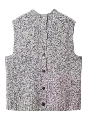 Maison Kitsuné Button-back Knitted Top - Grey