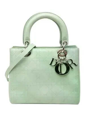 Dior Christian Dior 2005 Medium Calfskin Cannage Lady Dior Satchel Green