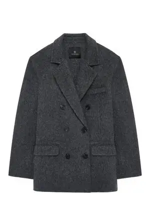 ANINE BING Sali Double-breasted Wool Coat - Grey