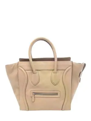 Celine Mini Luggage Tote Bag In Drummed Calfskin - Neutrals