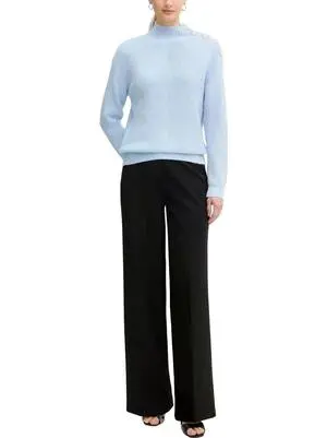 MORGAN Heart Button Mock Neck Sweater - Blue