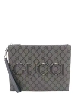 Gucci Gg Supreme Clutch Bag - Grey