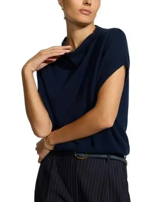 Brochu Walker BROCHU WALKER Morten Funnel Neck Cashmere Top Navy