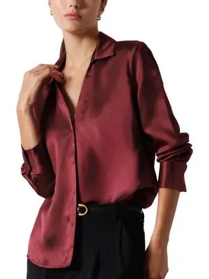 Brochu Walker Silk Button-up Blouse - Claret