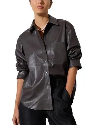 Brochu Walker Pia Vegan Leather Shirt - Timber