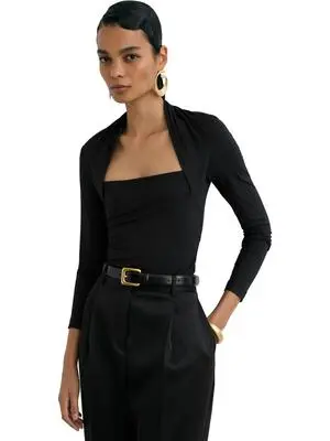REISS Reiss Long-Sleeve Shrug Top Black