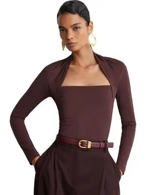 REISS Reiss Long-Sleeve Shrug Top Burgundy