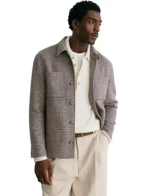REISS Check Gano Check Wool-blend Check Twin-pocket Overshirt - Brown