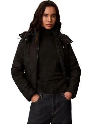 Calvin Klein Quilted Hooded Puffer Jacket - Black