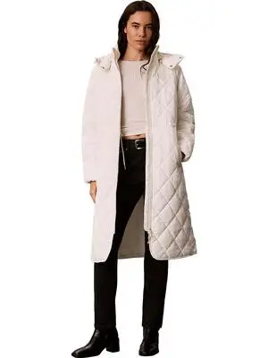 Calvin Klein Calvin Klein Quilted Hooded Long Liner Coat Tofu