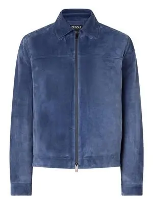 Zegna Suede Blouson Jacket - Blue