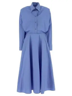 Balenciaga BALENCIAGA Cotton Midi Shirt Dress Sky Blue