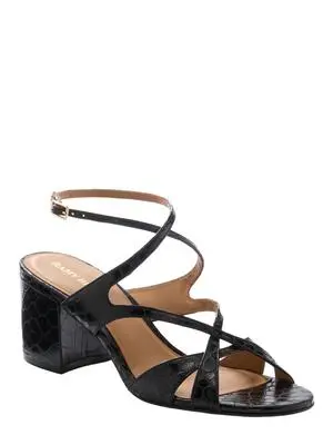 Ramy Brook RAMY BROOK Susie Embossed Leather Block Heel Sandals Black