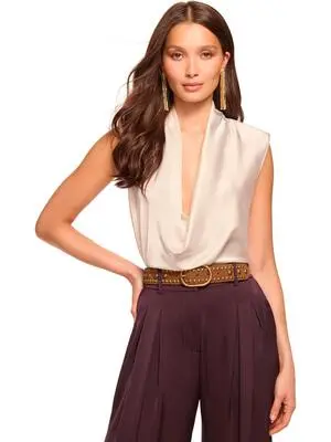 Ramy Brook Gregory Silk Cowl Neck Top - Ivory