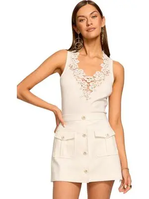 Ramy Brook Briella Cotton Tailored Mini Skirt - Ivory