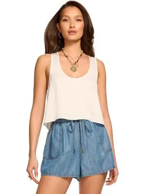Ramy Brook Annalise Chambray Mini Shorts - Light Chambray