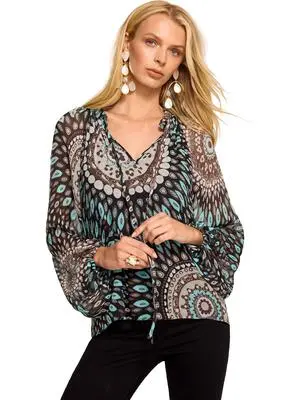 Ramy Brook Ramy Brook Maisy Printed Silk Top Multi Medallion