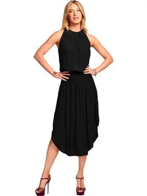 Ramy Brook Audrey Smocked Midi Dress - Black