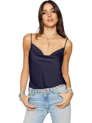 Ramy Brook Abigail Cowl Neck Tank Top - Navy