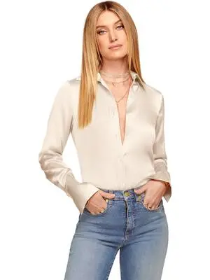 Ramy Brook Ramy Brook Victoria Silk Button Down Blouse Sandstone