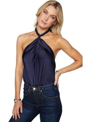 Ramy Brook Ramy Brook Harriet Silk Halter Tank Top Navy