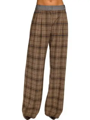 Ramy Brook Leslie Plaid Wide-leg Tailored Trousers - Plaid Combo