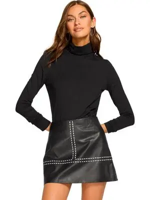 Ramy Brook Natalie Leather Mini Skirt - Black