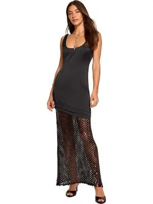 Ramy Brook Blossom Sequin Combo Gown - Black Mesh