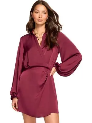 Ramy Brook Carolyn Faux Wrap Mini Dress - Cranberry