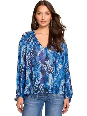 RAMY BROOK Ramy Brook Cynthia Printed Tie Neck Blouse
