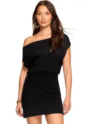 Ramy Brook Chet Off-the-shoulder Sweater Mini Dress - Black