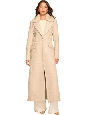 Ramy Brook Faux Fur Tweed Coat - Bone