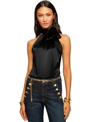 Ramy Brook Ramy Brook Lori Silk High Neck Halter Top Black