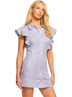 Ramy Brook Textured Linen Short Sleeve Dress - Bazaar Blue