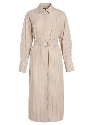 Rag & Bone Cotton Maxi Shirt Dress With Belt And Stripes - White