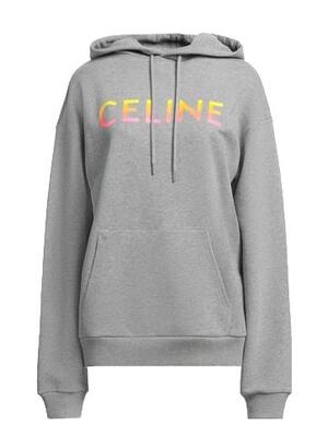Celine Cotton Blend Hoodie With Logo - Grey